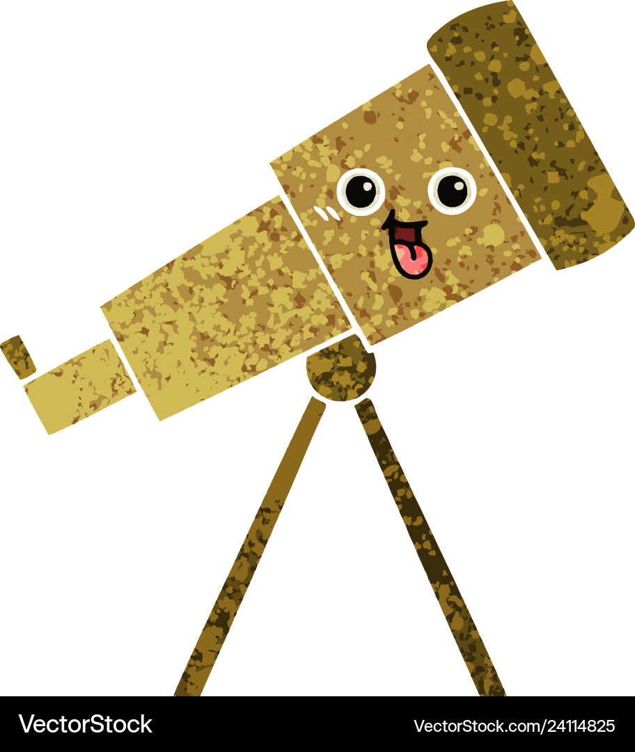 Retro style cartoon telescope Royalty Free Vector Image