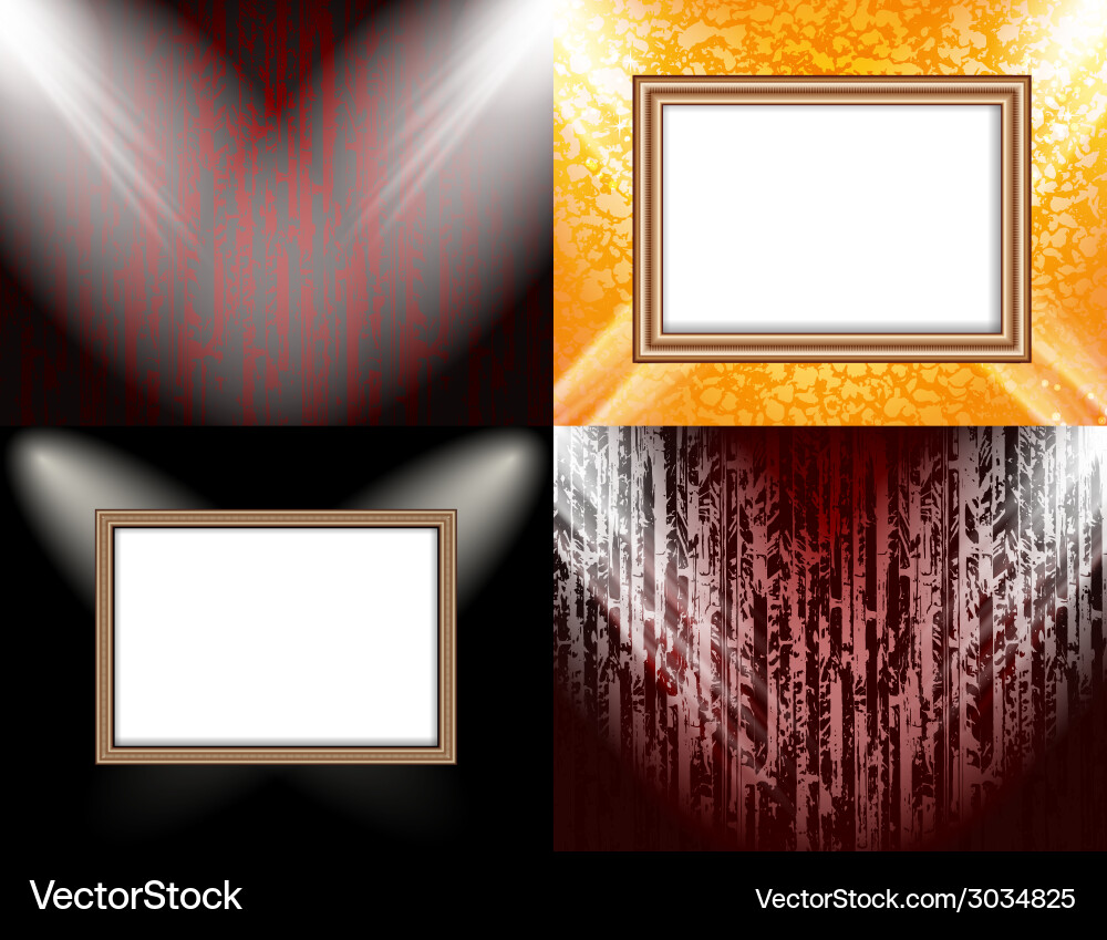 Set of background with frames and spotlights Vector Image
