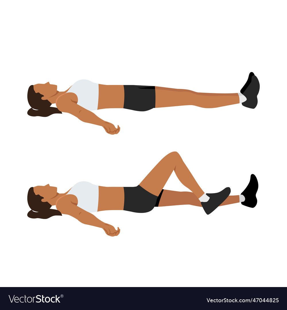 Woman doing laying heel slides or knee bends Vector Image