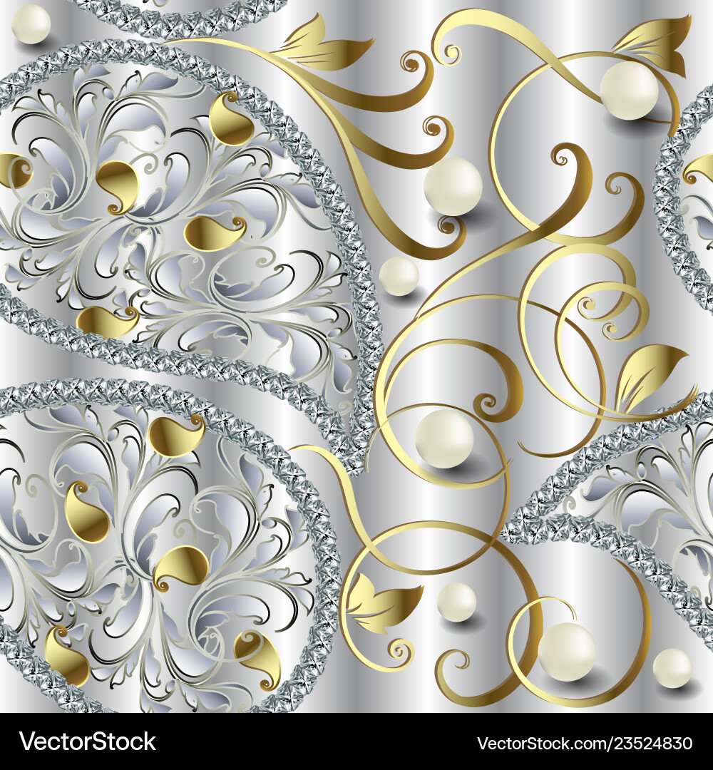 3d jewellery ornate diamonds seamless pattern Vector Image