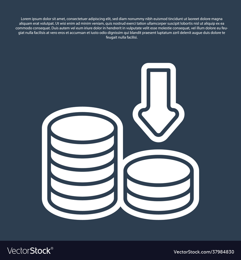 Blue line dollar rate decrease icon isolated Vector Image