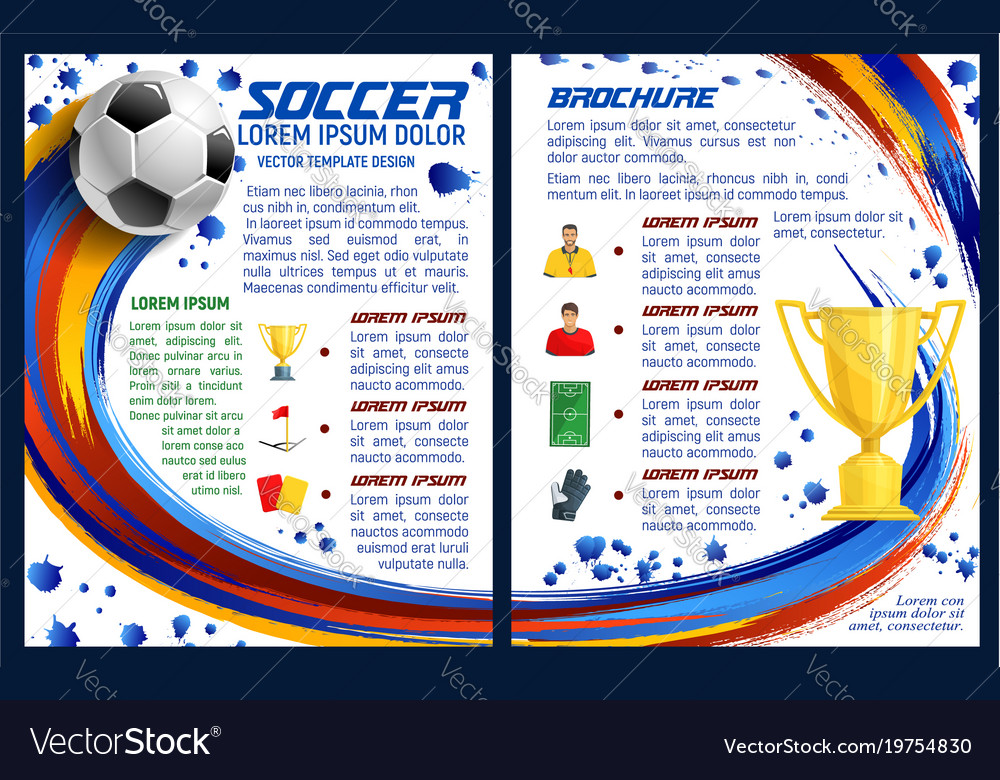 Brochure for football soccer match Royalty Free Vector Image