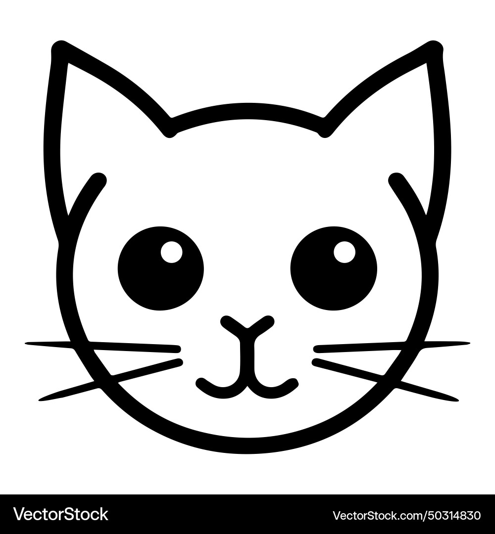 Cat face flat icon isolated on white background Vector Image