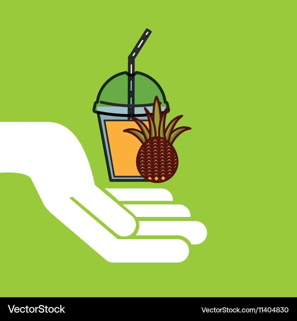Delicious juice fruit pineapple and cup cover Vector Image