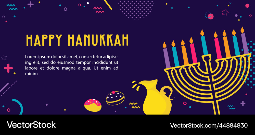Hanukkah yellow template with torah menorah Vector Image