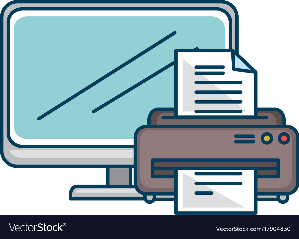 Laptop computer with printer Royalty Free Vector Image