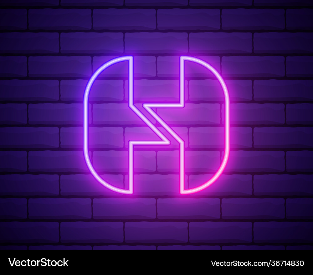 Neon light h letter line logo colored tube font Vector Image