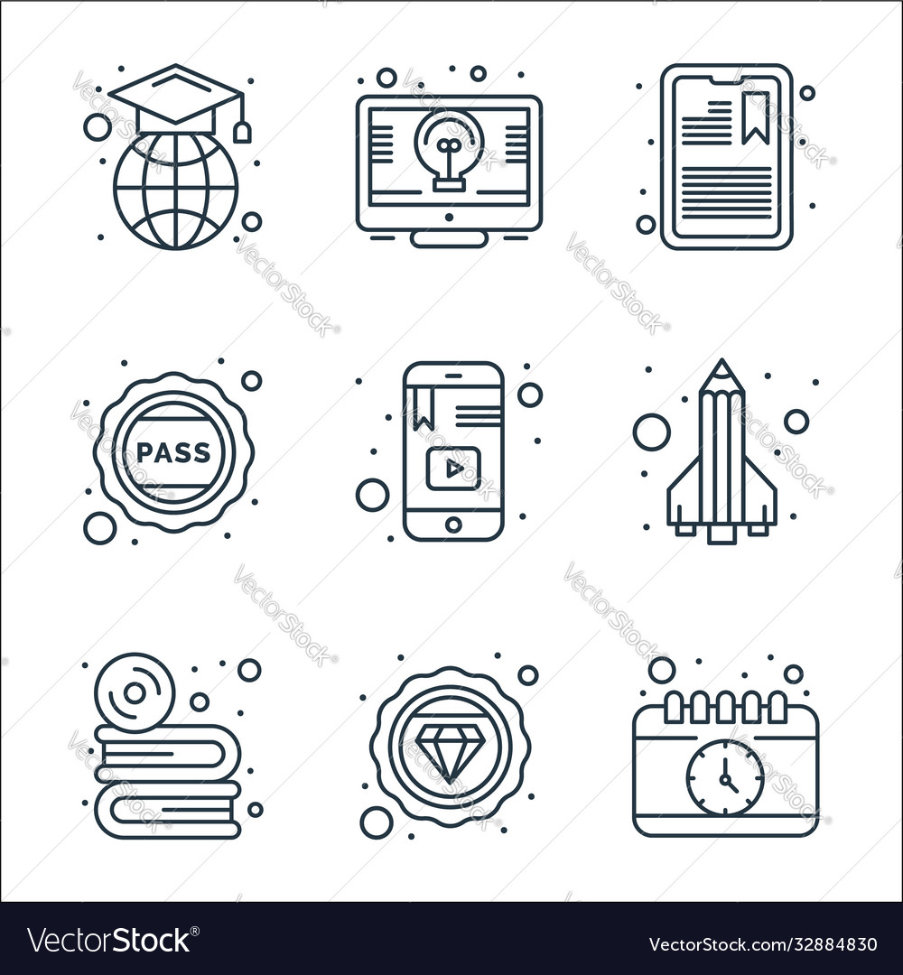 Online learning line icons linear set quality Vector Image