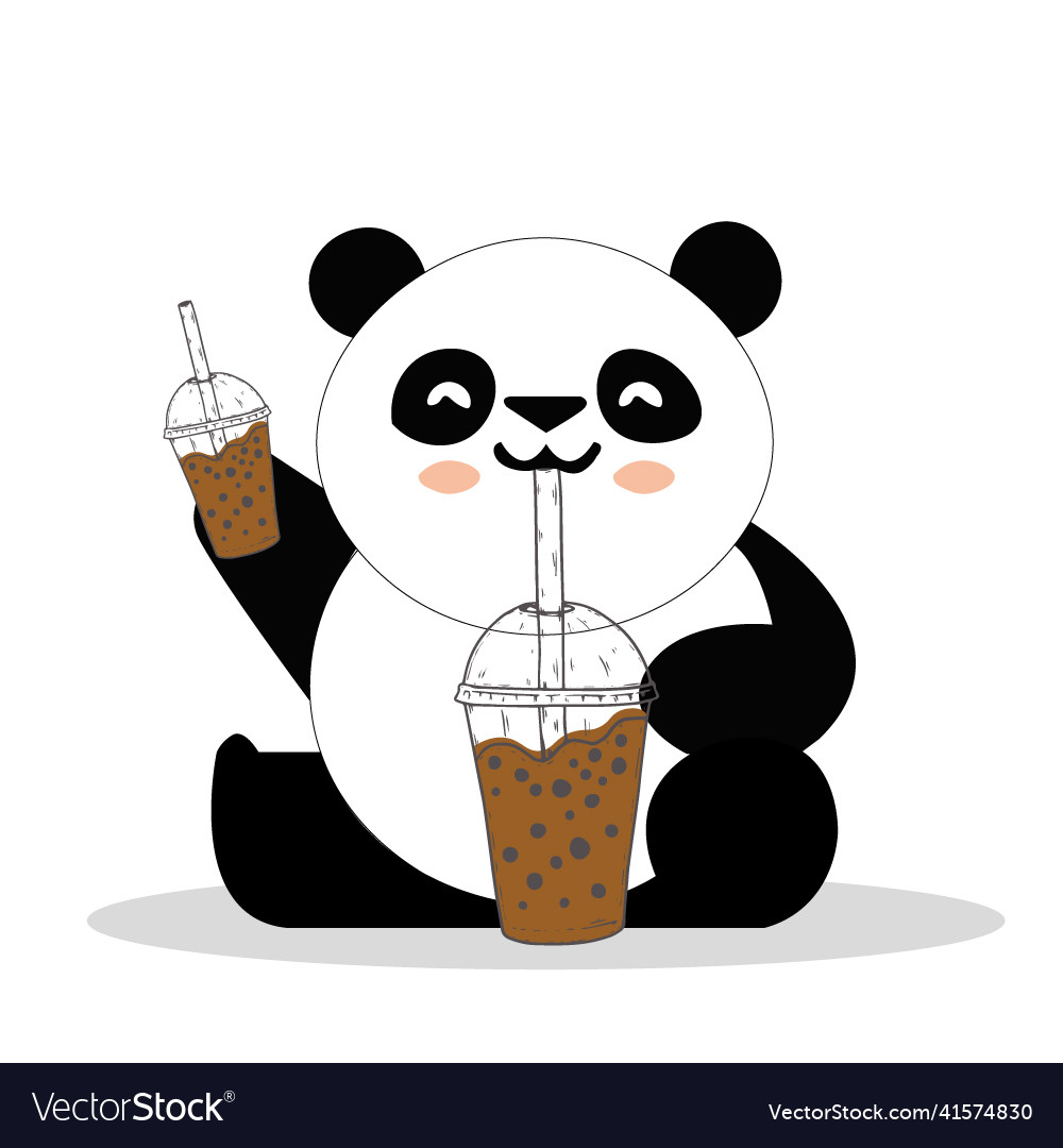 Panda drinking bubble tea Royalty Free Vector Image
