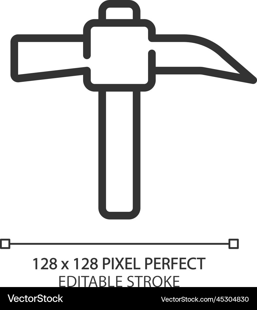 Pickaxe pixel perfect linear icon Royalty Free Vector Image