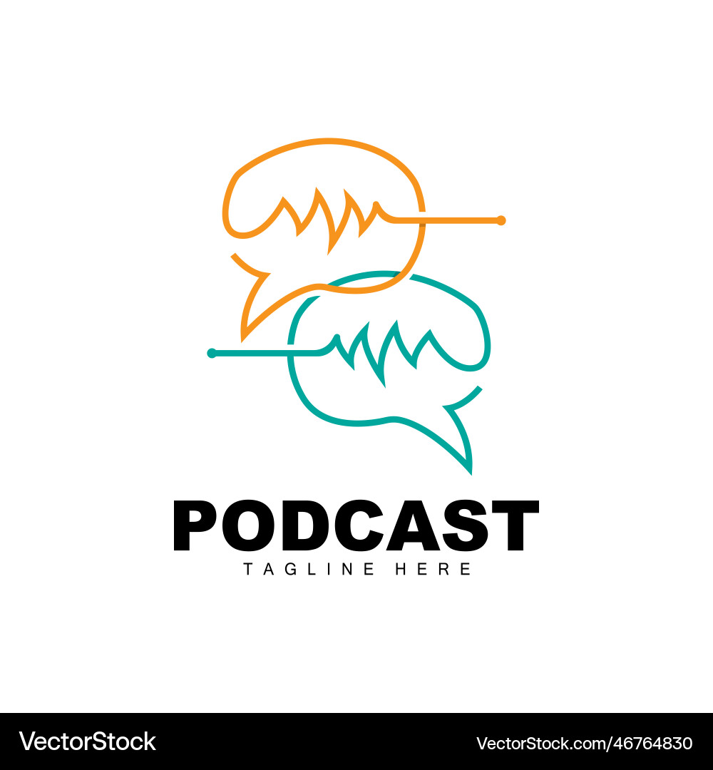 Podcast logo headset and chat simple vintage Vector Image