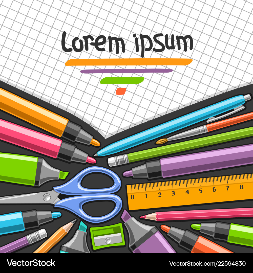 Poster with colorful markers Royalty Free Vector Image