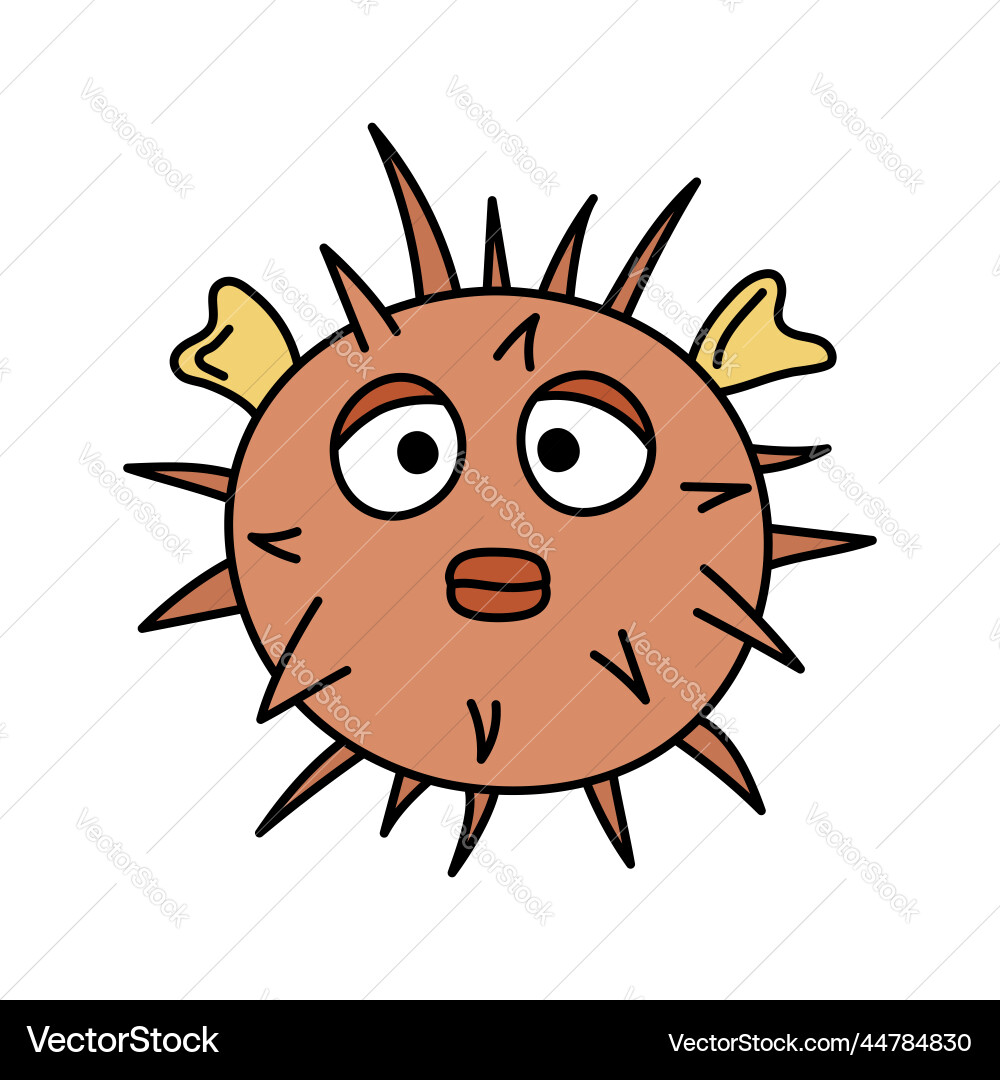 Puffer fish isolated cute doodle blowfish Vector Image