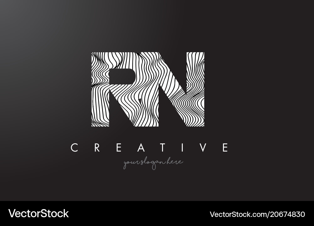 Rn r n letter logo with zebra lines texture Vector Image
