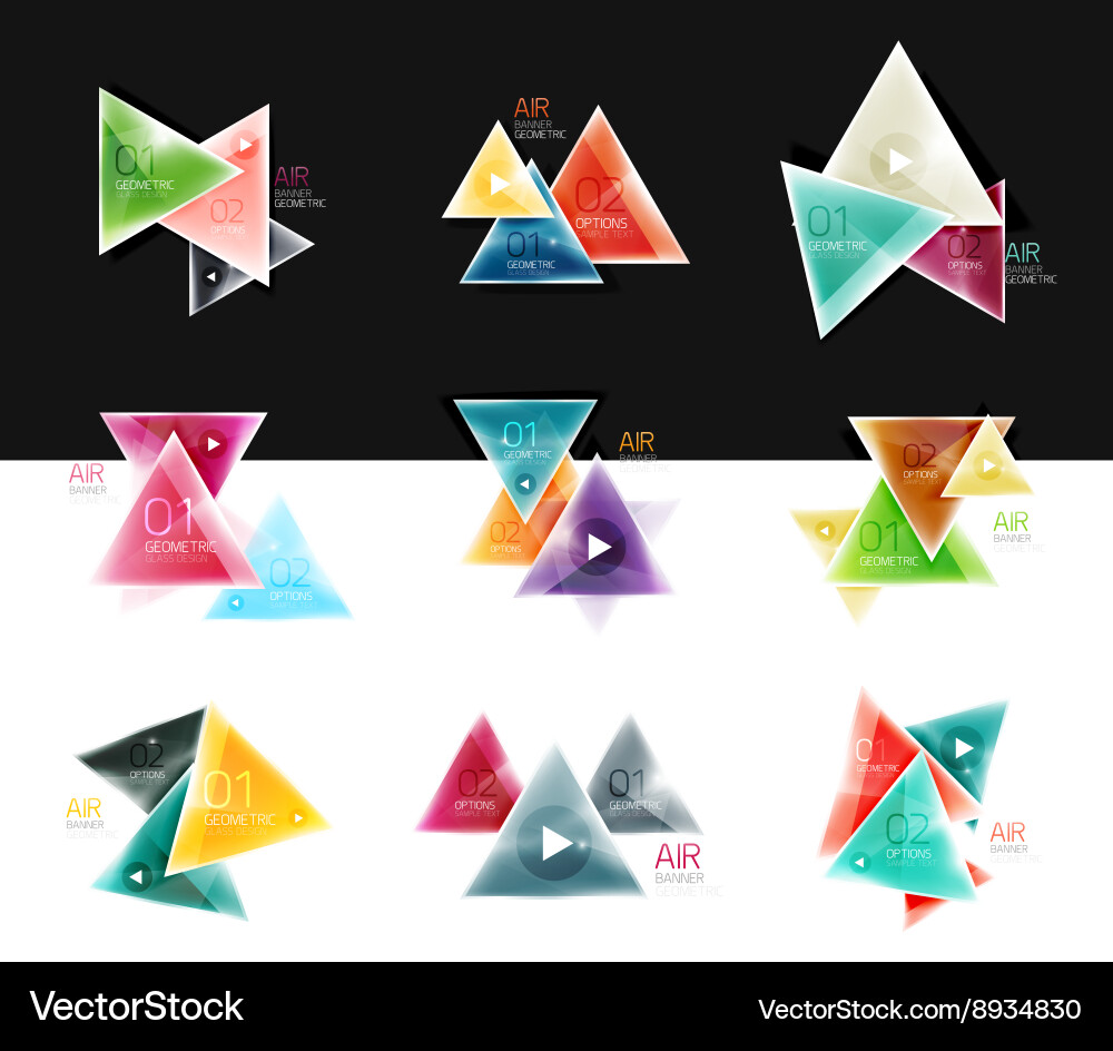 Set of abstract geometric web option box banners Vector Image