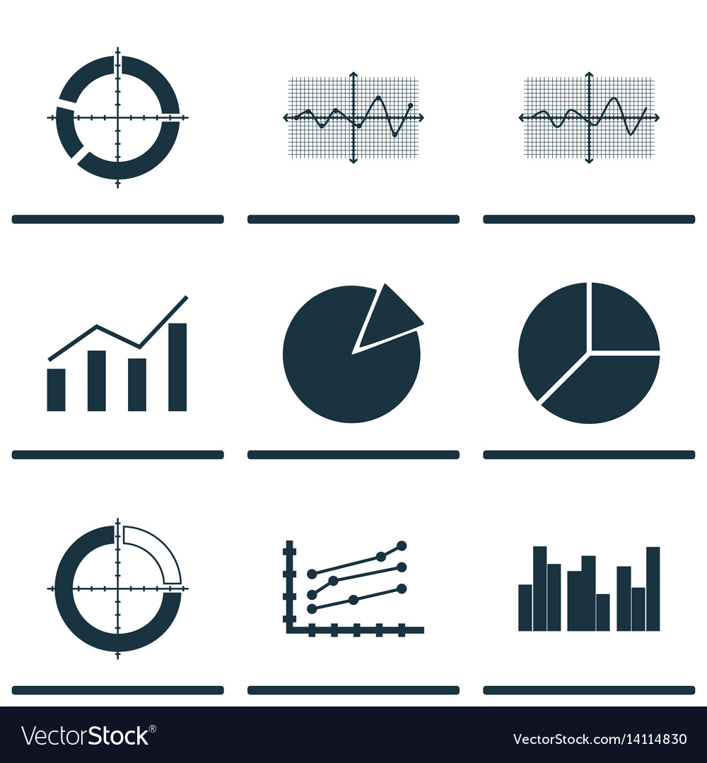 Set of graphs diagrams and statistics icons Vector Image