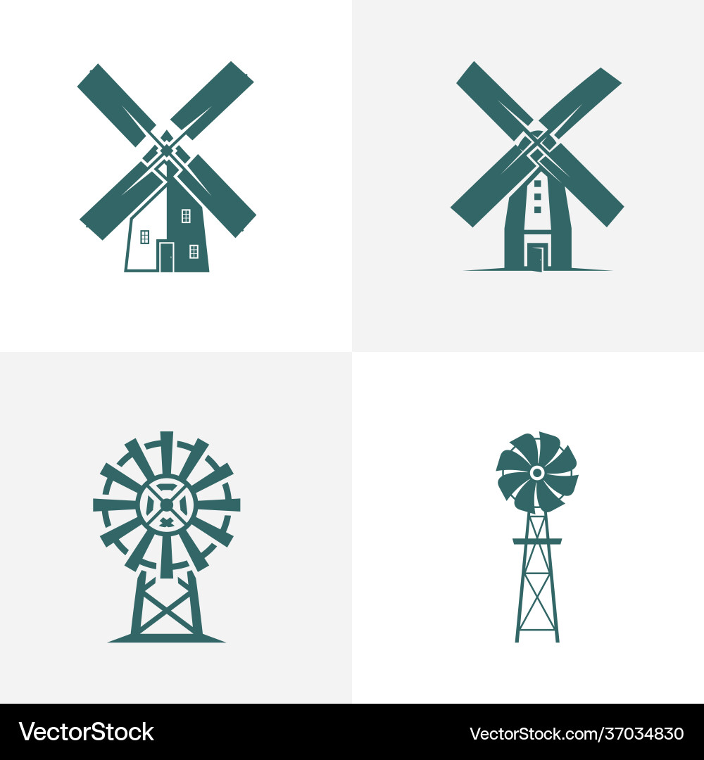 Set windmill logo design creative Royalty Free Vector Image