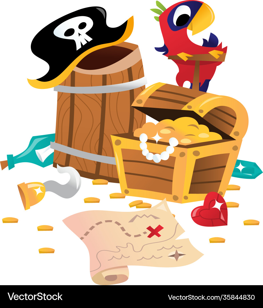 Cartoon Pirate Treasure Map Pirate Treasure Map. Pirates Old Roll Map,