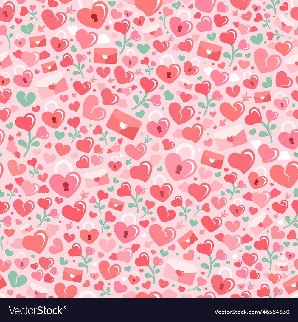 Valentines seamless pattern background flat Vector Image