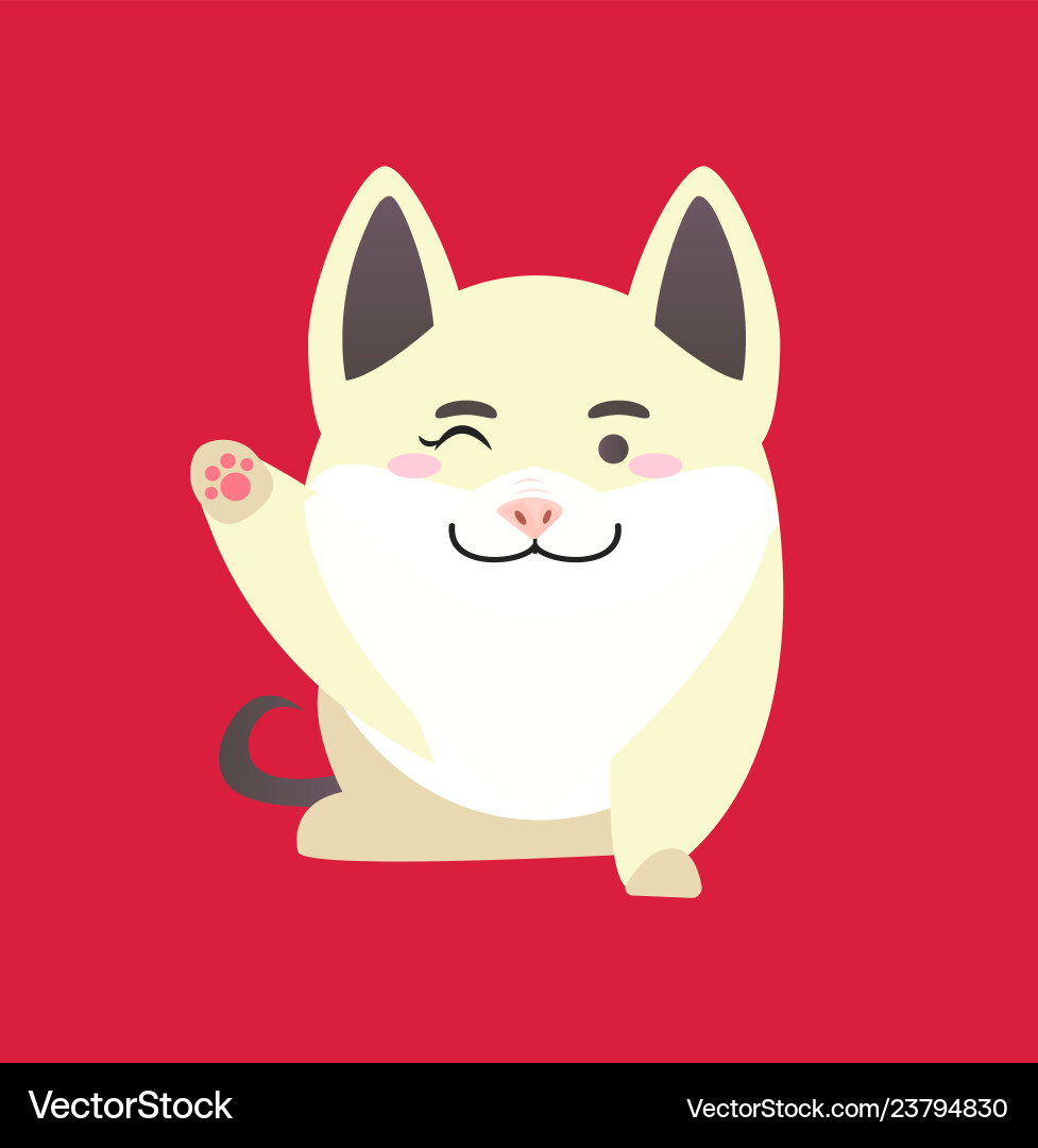 White pig with winking face and raised paw Vector Image