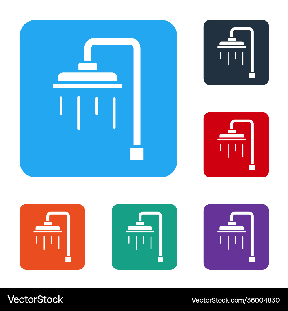 White shower head with water drops flowing icon Vector Image