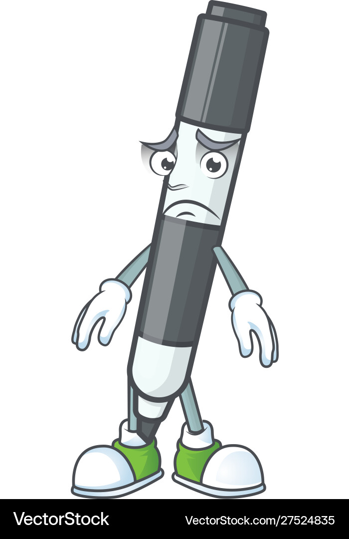 Afraid black white board marker in cartoon Vector Image