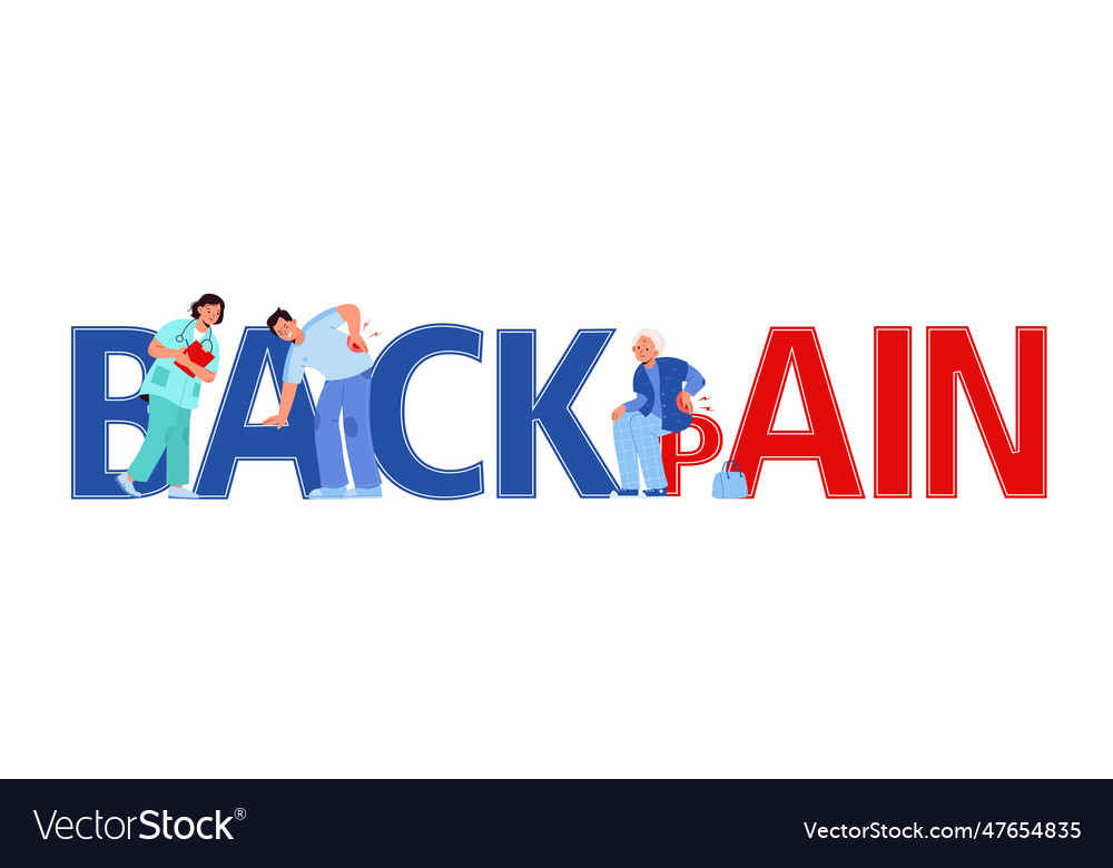 Back pain text composition Royalty Free Vector Image
