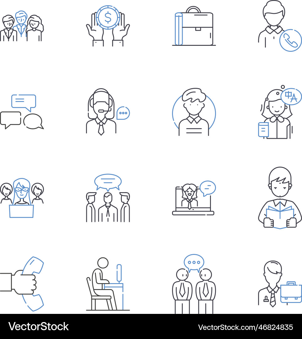 Career trajectory line icons collection Royalty Free Vector