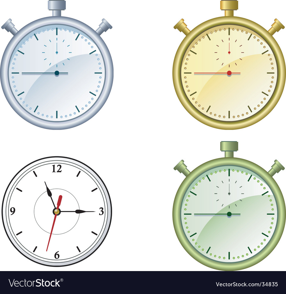 Clock and stop watch Royalty Free Vector Image