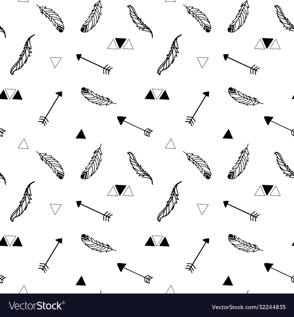 Feather and arrow seamless pattern Royalty Free Vector Image