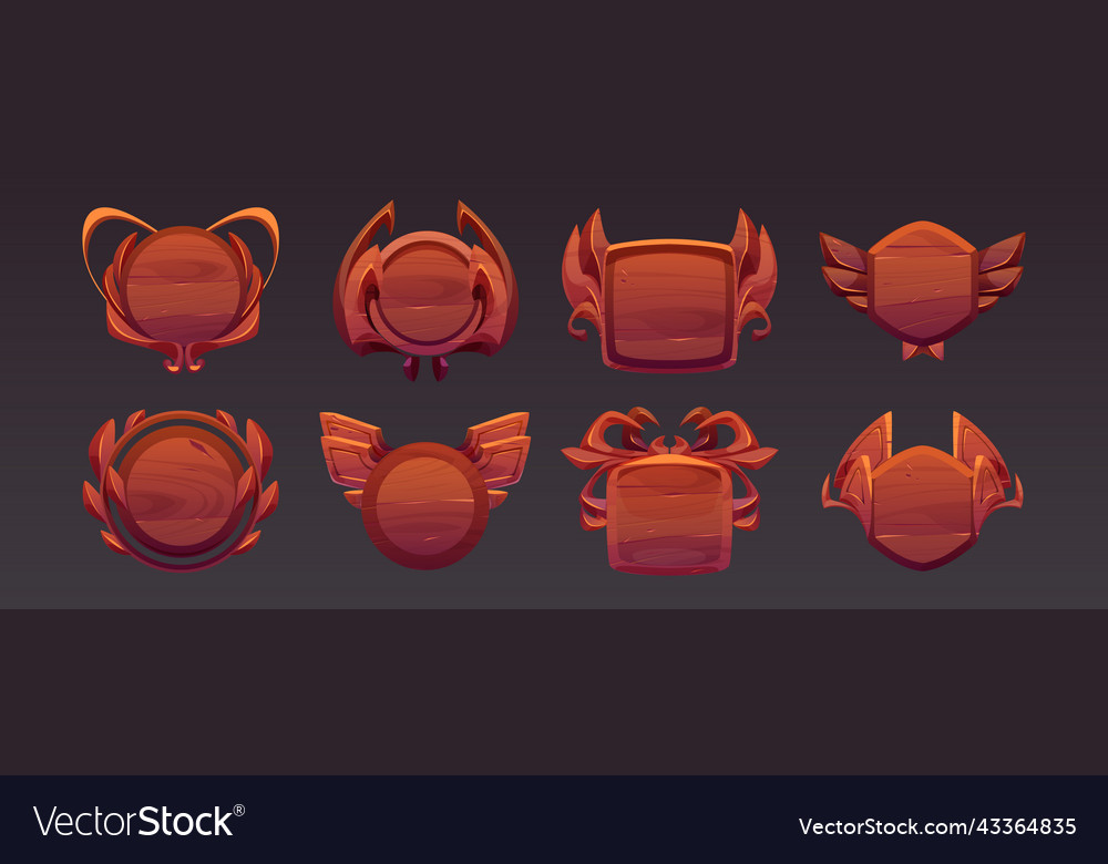 Game Level Or Avatar Frames Ui Icons Buttons Set Vector Image
