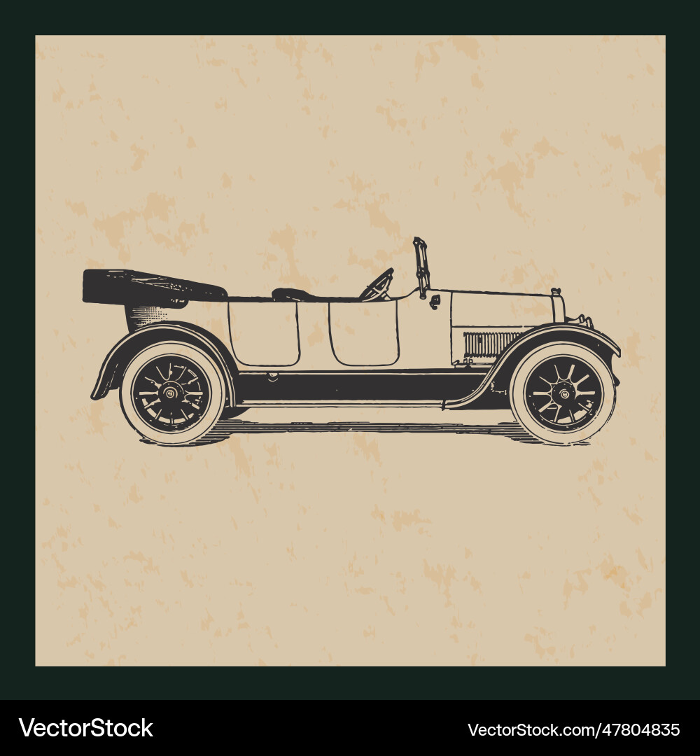Hand drawn vintage car retro style Royalty Free Vector Image