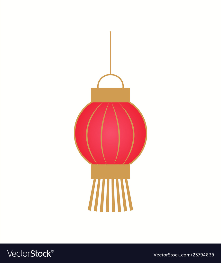 Hanging red lantern with golden stripes Royalty Free Vector