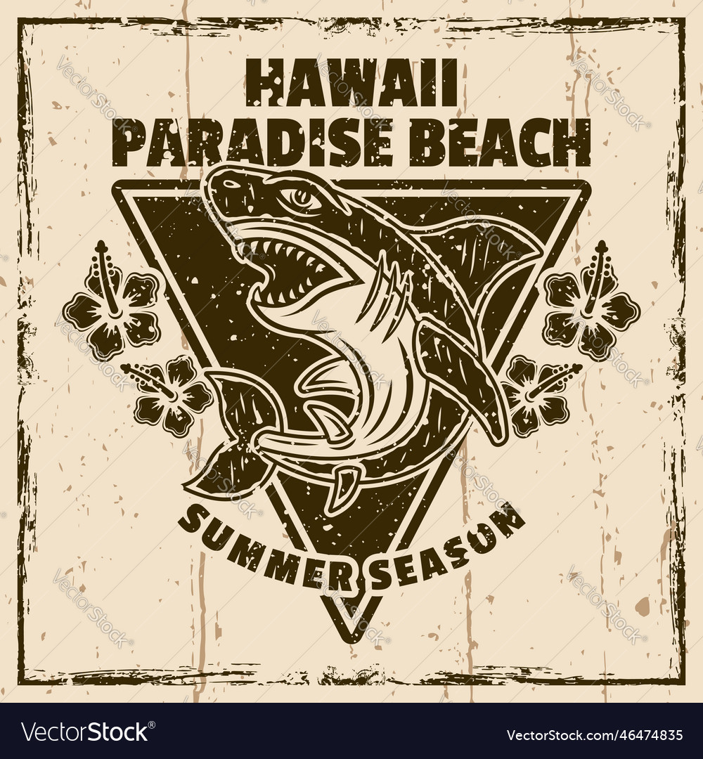 Hawaii surfing paradise beach vintage Royalty Free Vector