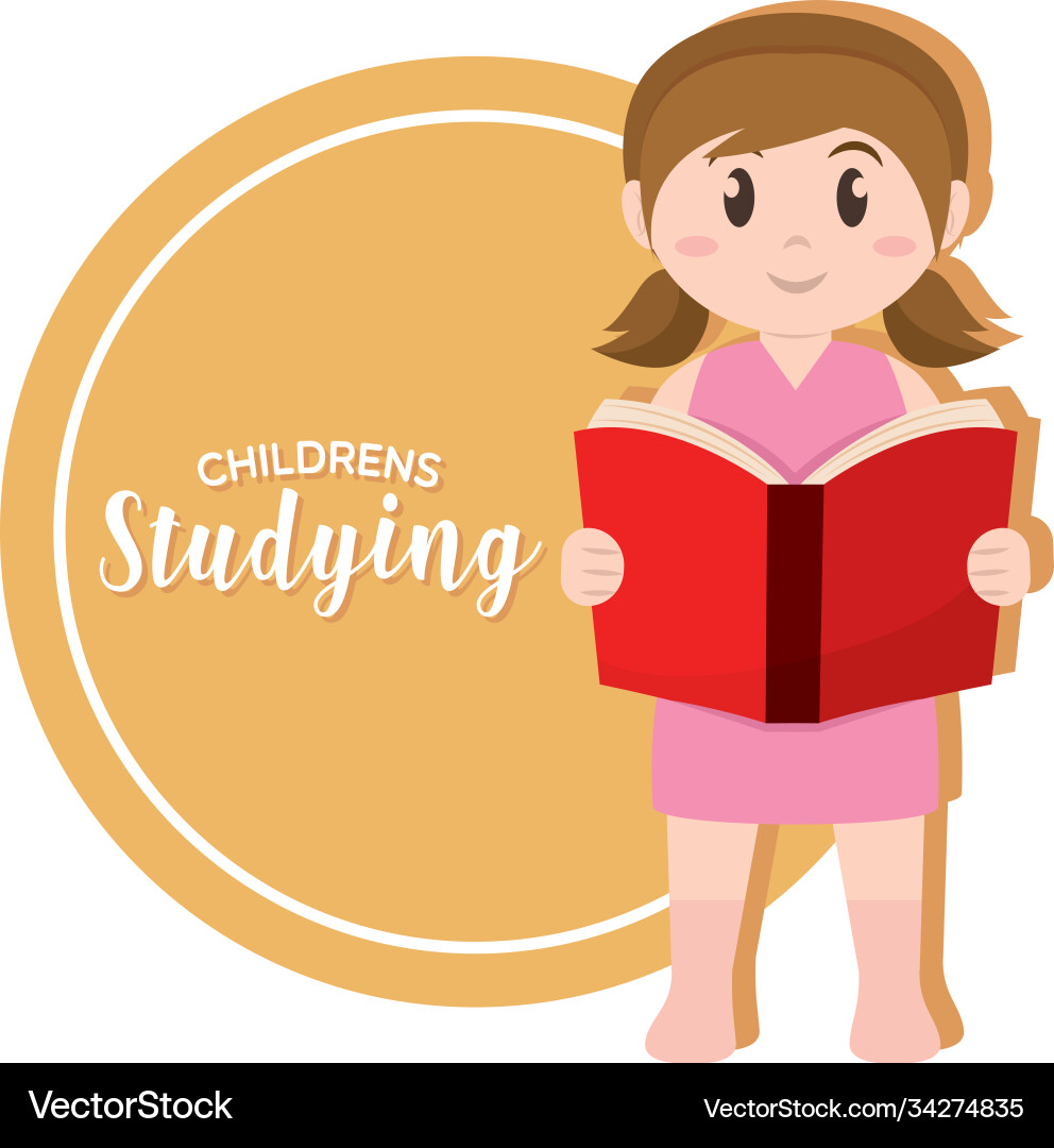 Isolated girl children studying Royalty Free Vector Image