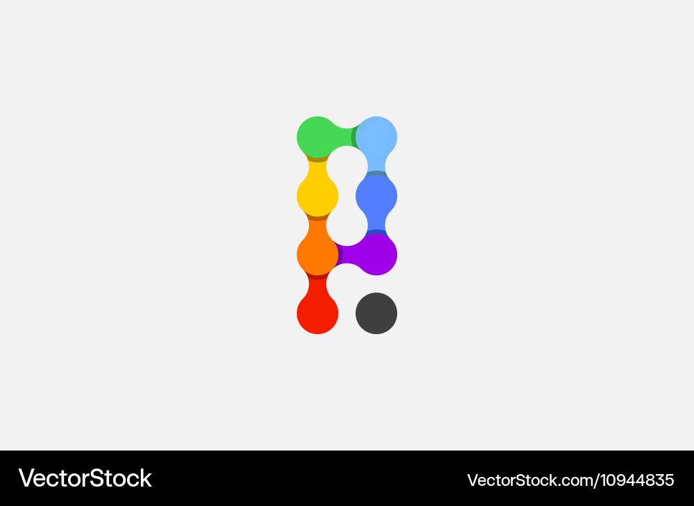 R letter colorful logo rainbow design Royalty Free Vector