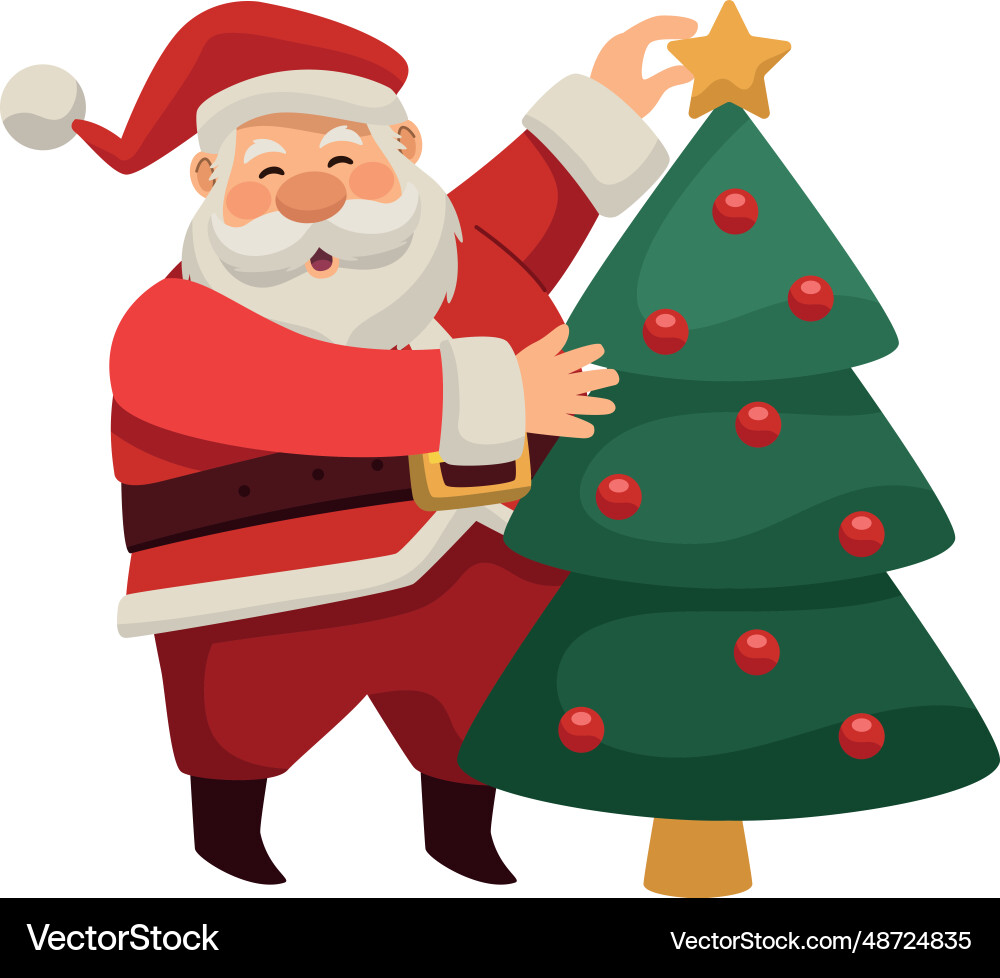 Santa claus with christmas tree Royalty Free Vector Image