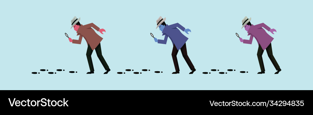 Set detective man cartoon icon design template Vector Image