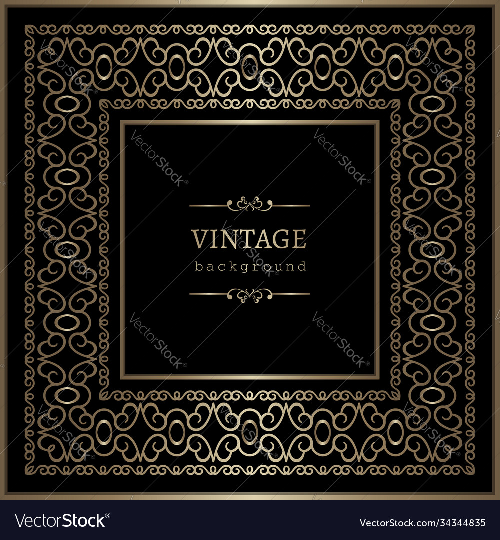 Square frame with gold border pattern Royalty Free Vector