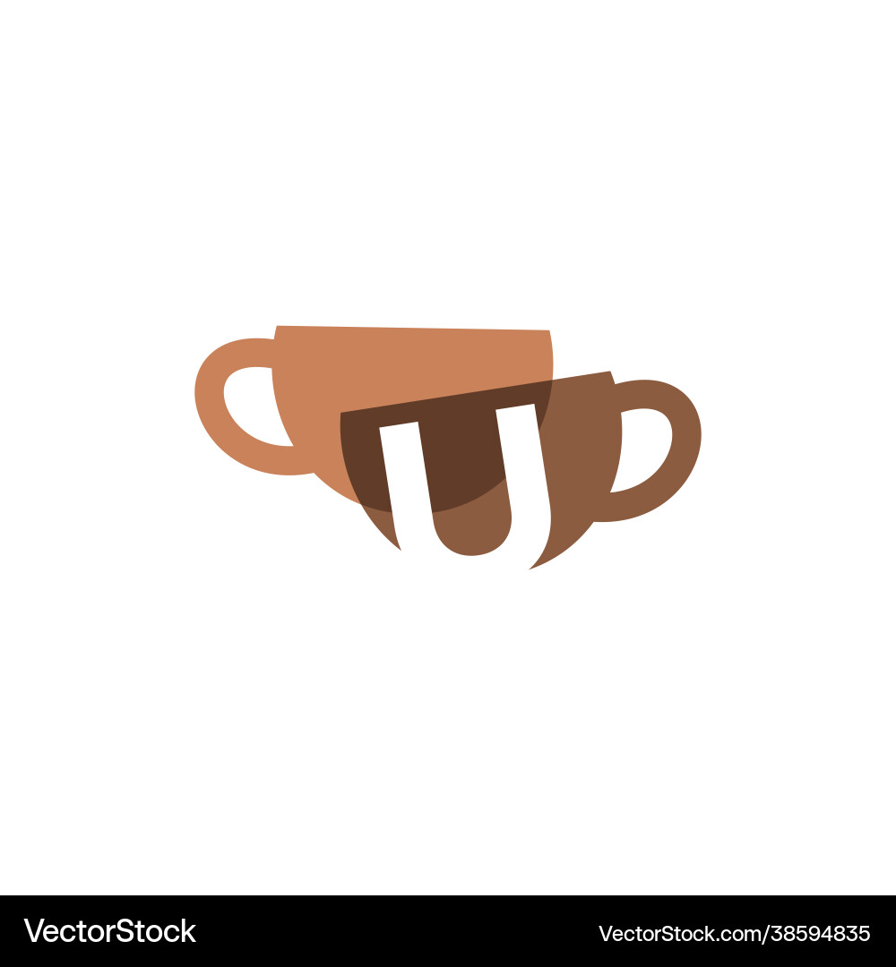 U letter coffee cup overlapping color logo icon Vector Image