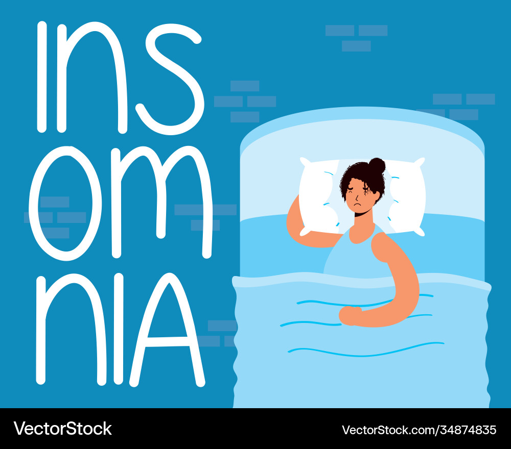 Woman suffering from insomnia character Royalty Free Vector
