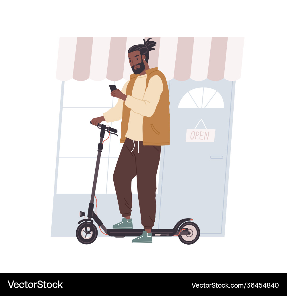 African american young man standing with mobile Vector Image