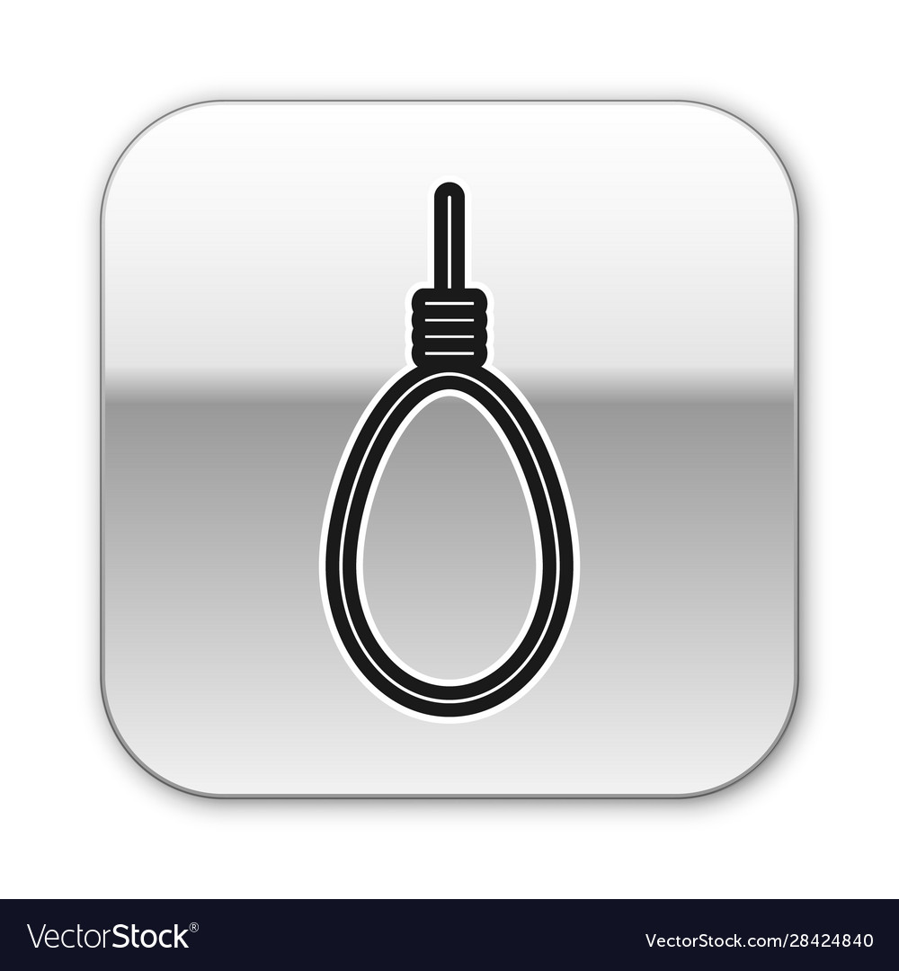 Black line gallows rope loop hanging icon isolated