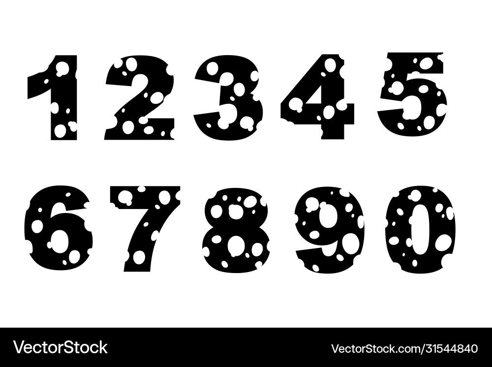 Black silhouette set numbers style cartoon Vector Image