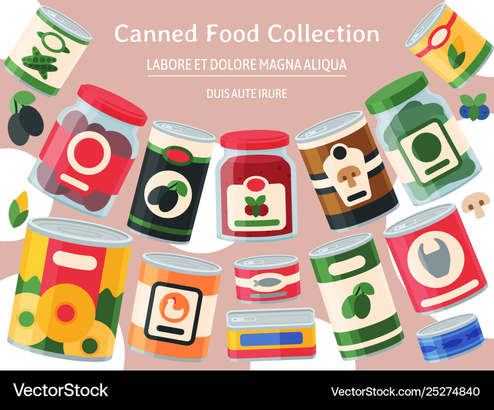 Canned food poster vegetable Royalty Free Vector Image