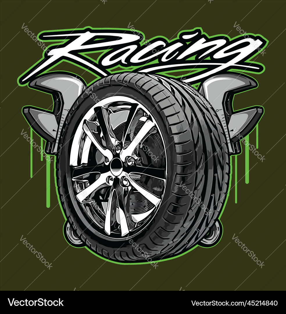 Car tire and wrench template Royalty Free Vector Image