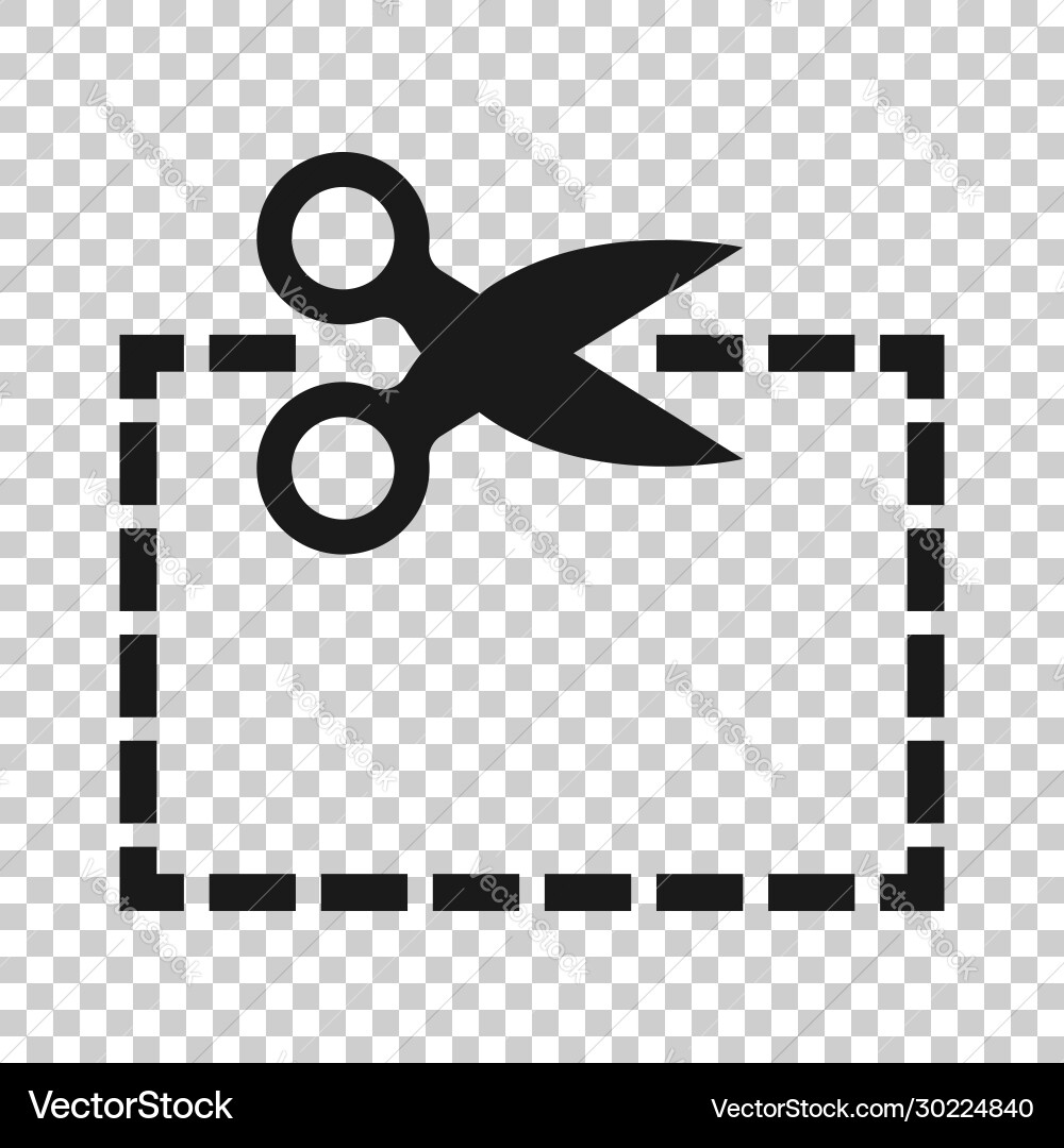 Coupon cut lines icon in flat style scissors snip Vector Image