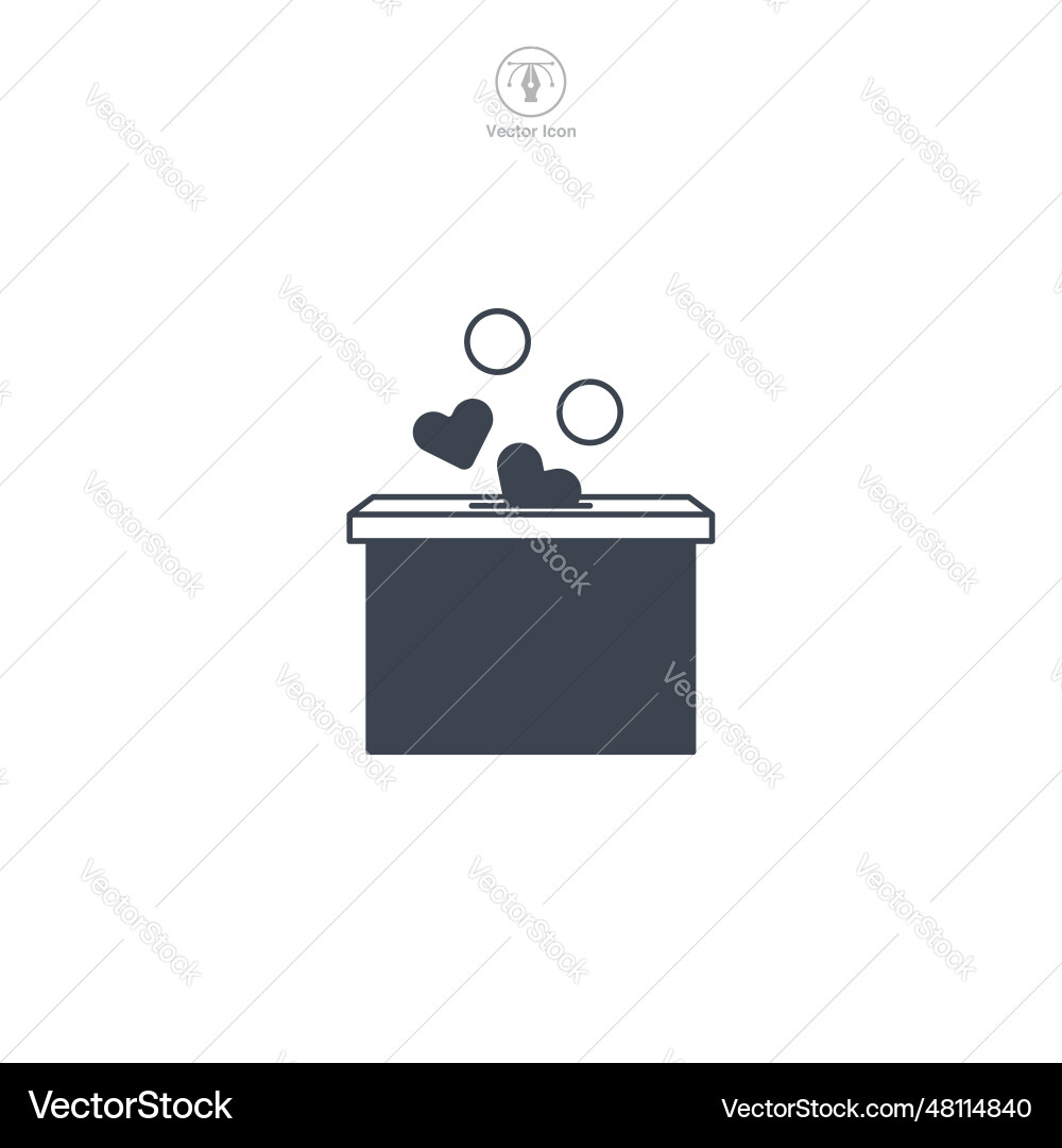 Donation box icon symbol isolated on white Vector Image