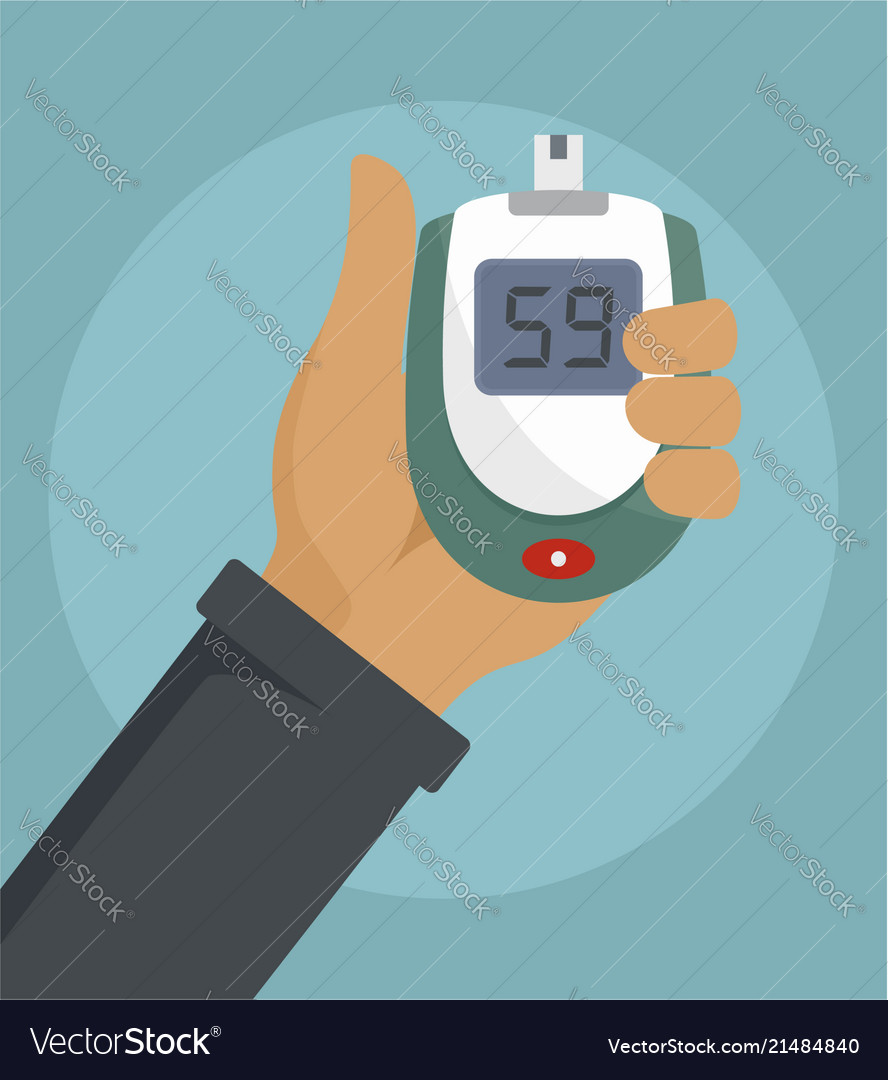 Glucometer in hand background flat style Vector Image
