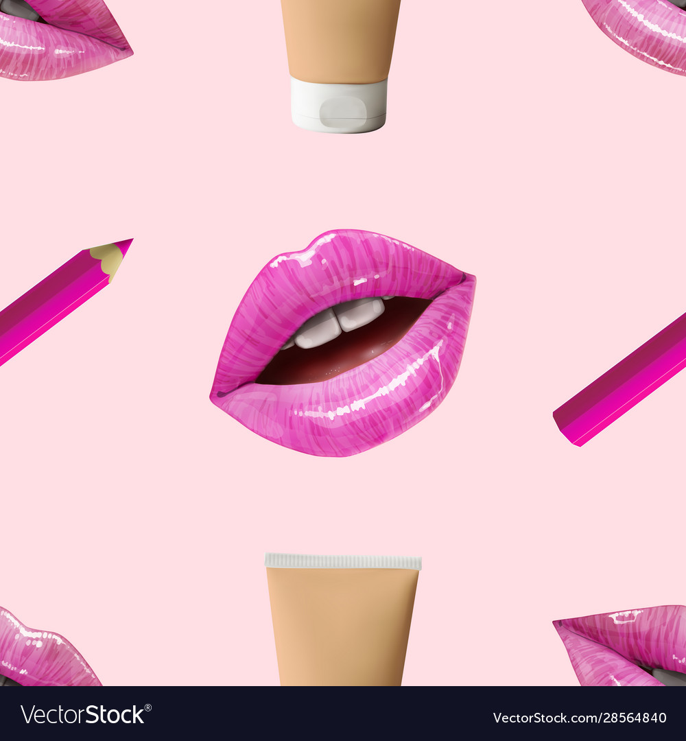 Make up seamless pattern beauty background with Vector Image Make up seamless pattern beauty background with Vector Image